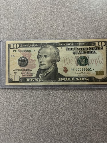 2017A $10 Federal Reserve Star Note Ten Dollar Bill Low Number Rare Run ...