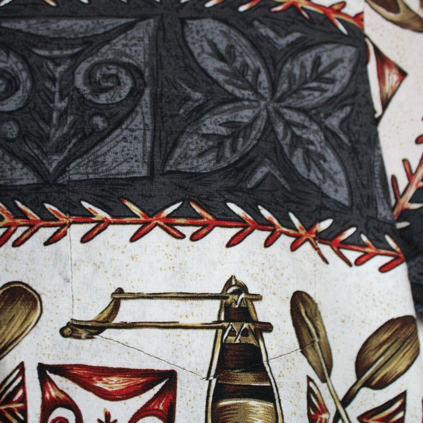 RJC Ltd Outrigger Canoe Barkcloth Hawaiian Aloha Shirt Lg Paddles | eBay