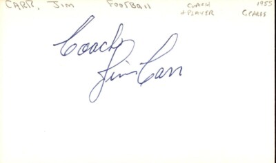 Jim Carr Signed Index Card 3x5 Autographed 1960 Eagles 62068 | eBay