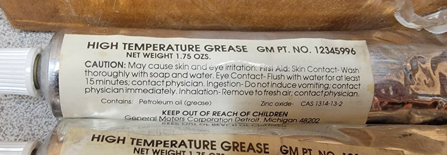 6 Tubes of GM High Temperature Grease, GM # 12345996,Sealed Tubes in ...