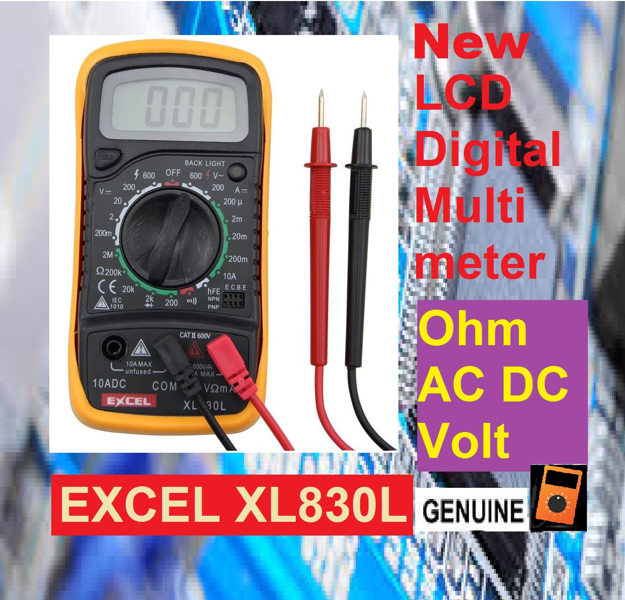 New Genuine ExCEL LCD Digital Multimeter,AC DC Volt Ohm Multi Tester ...