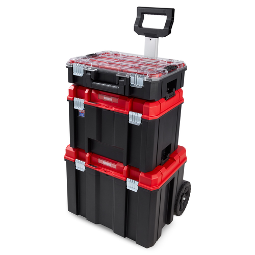 CRAFTSMAN VERSASTACK 3 Piece Plastic and Metal Wheels Lockable Tool Box ...