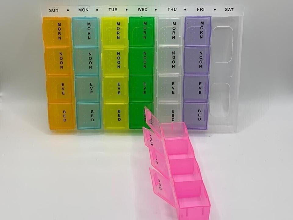 Pill Box 28 Slot 7 Days Weekly Tablet Pill Medicine Box Holder Storage ...