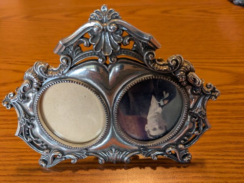 BRIGHTON "Victorian Romance" Silver Plated Double Picture Frame "Ornate ...