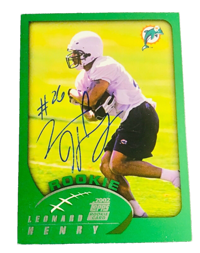 Miami Dolphins LEONARD HENRY autographed signed auto 2002 TOPPS ROOKIE ...