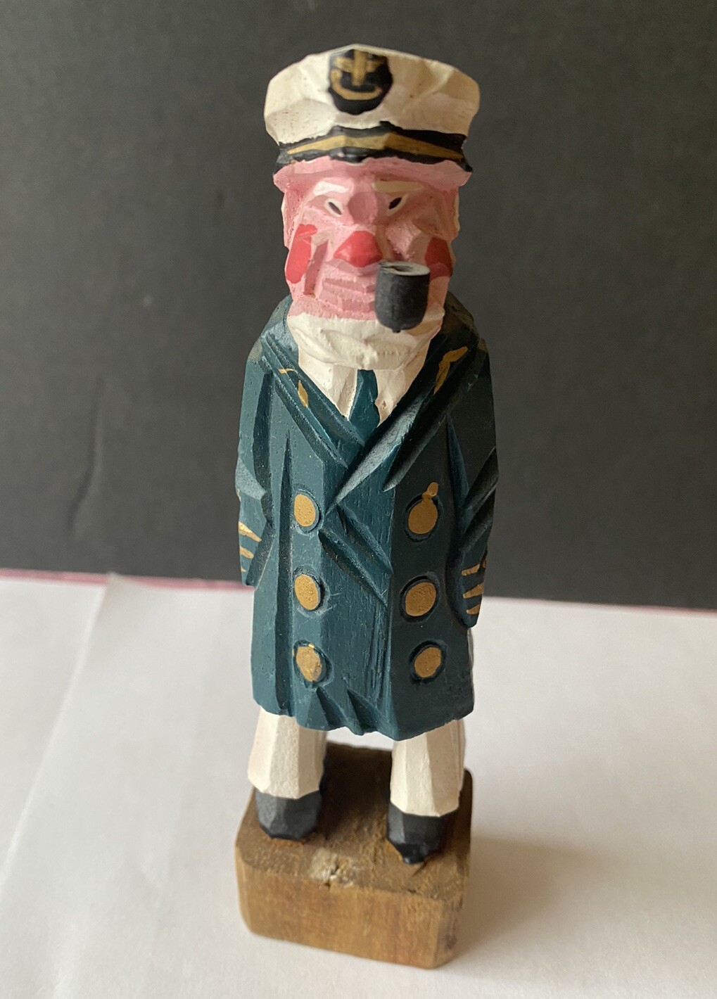 Hand Carved Wooden Pipe Sea Captain Seaman Boat Figurine 1970s Nanco ...