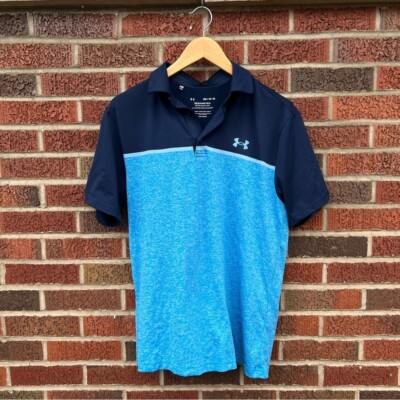 Under Armour Baby Blue and Navy Blue Collared Athletic Short Sleeve ...
