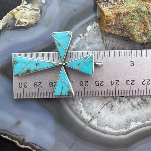 Yellowhorse Vintage Native American Sterling Turquoise Inlay Uni Cross ...