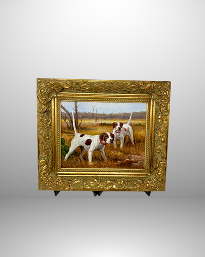 Vintage Framed English Pointer Hunting Dog Oil Painting | eBay