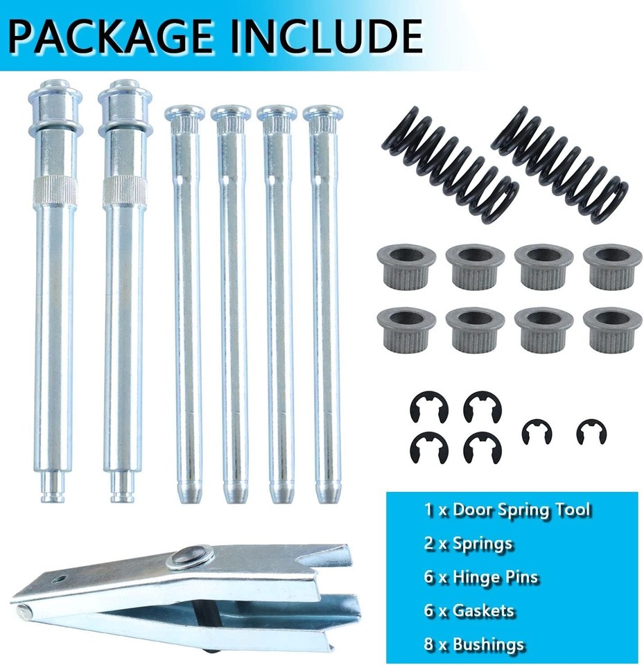 Door Hinge Pin Bushing Repair Kit with Spring + Door Spring Tool ...