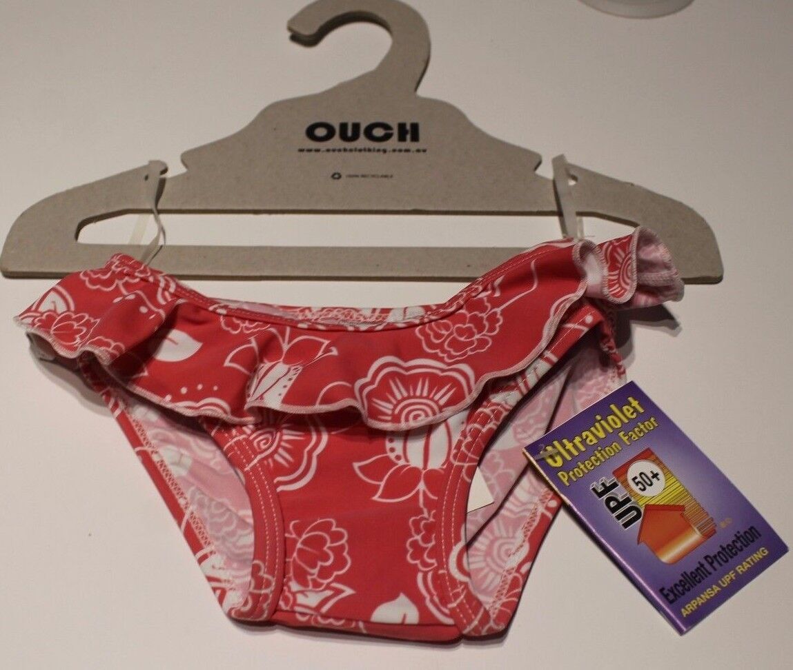 NEW OUCH GIRLS PINK WHITE FLORAL RUFFLED SWIM BOTTOM PANT SIZE 2 | eBay