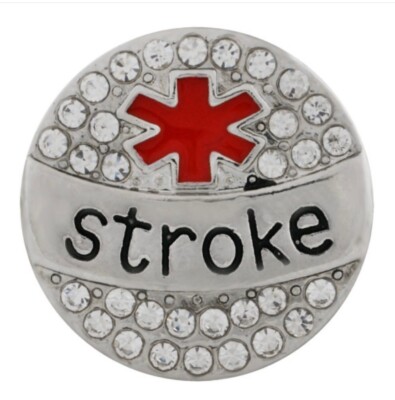 SNAP IN BUTTON CHARM FITS GINGER SNAPS STYLE JEWELRY STROKE AWARENESS ...