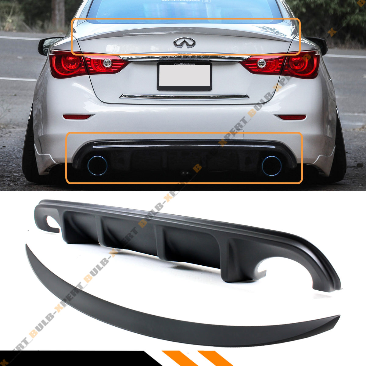 Infiniti Q50 Diffuser Spoiler AQ Style Rear Bumper Diffuser + JDM Trunk ...