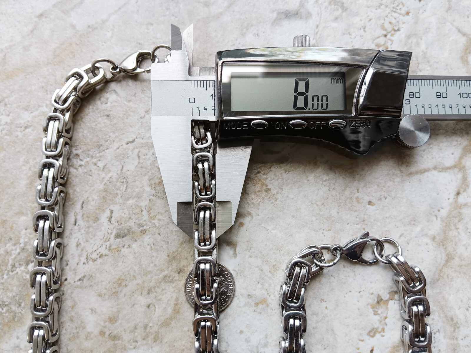 8mm Byzantine Silver Color Shiny Stainless Steel Chain Necklace ...