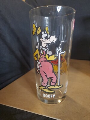 Vintage 1978 Goofy & Pluto Walt Disney Character Glass Pepsi Collector ...