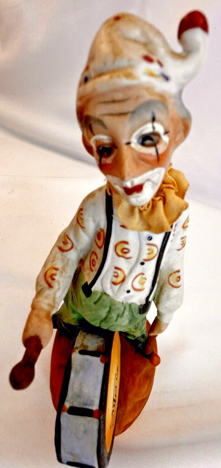 Pair of Clown Figurines playing instruments (violin and bass drum) | eBay