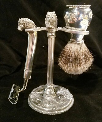 Stunning CONCORD Lionhead Pewter/Badger hair brush shaving set | eBay