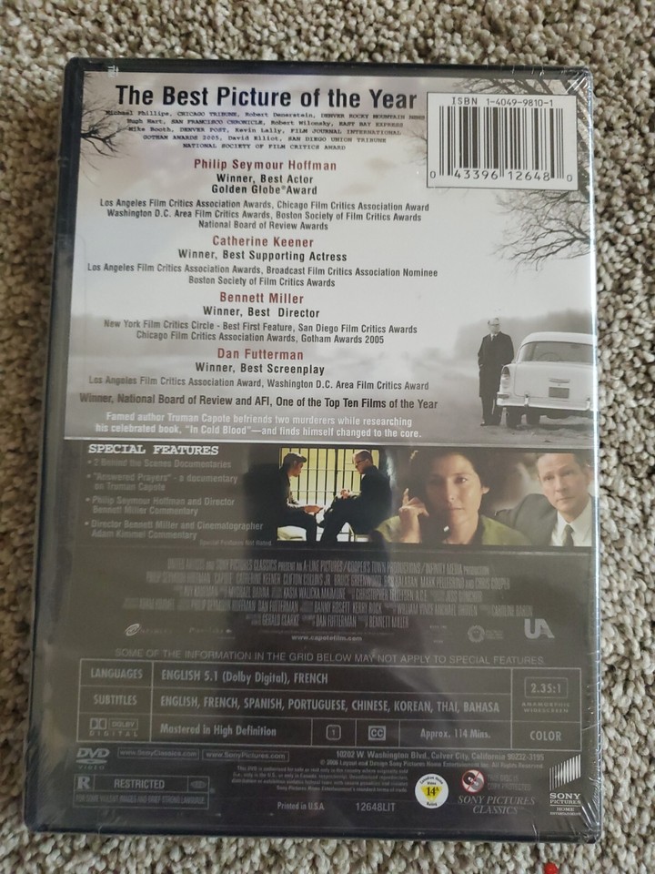 Capote (DVD, 2006, Widescreen) Philip Seymour Hoffman NEW SEALED ...