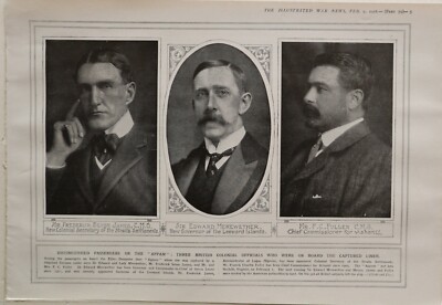 1916 WWI WW1 Stampa British Coloniale Funzionari Frederick Seton James ...