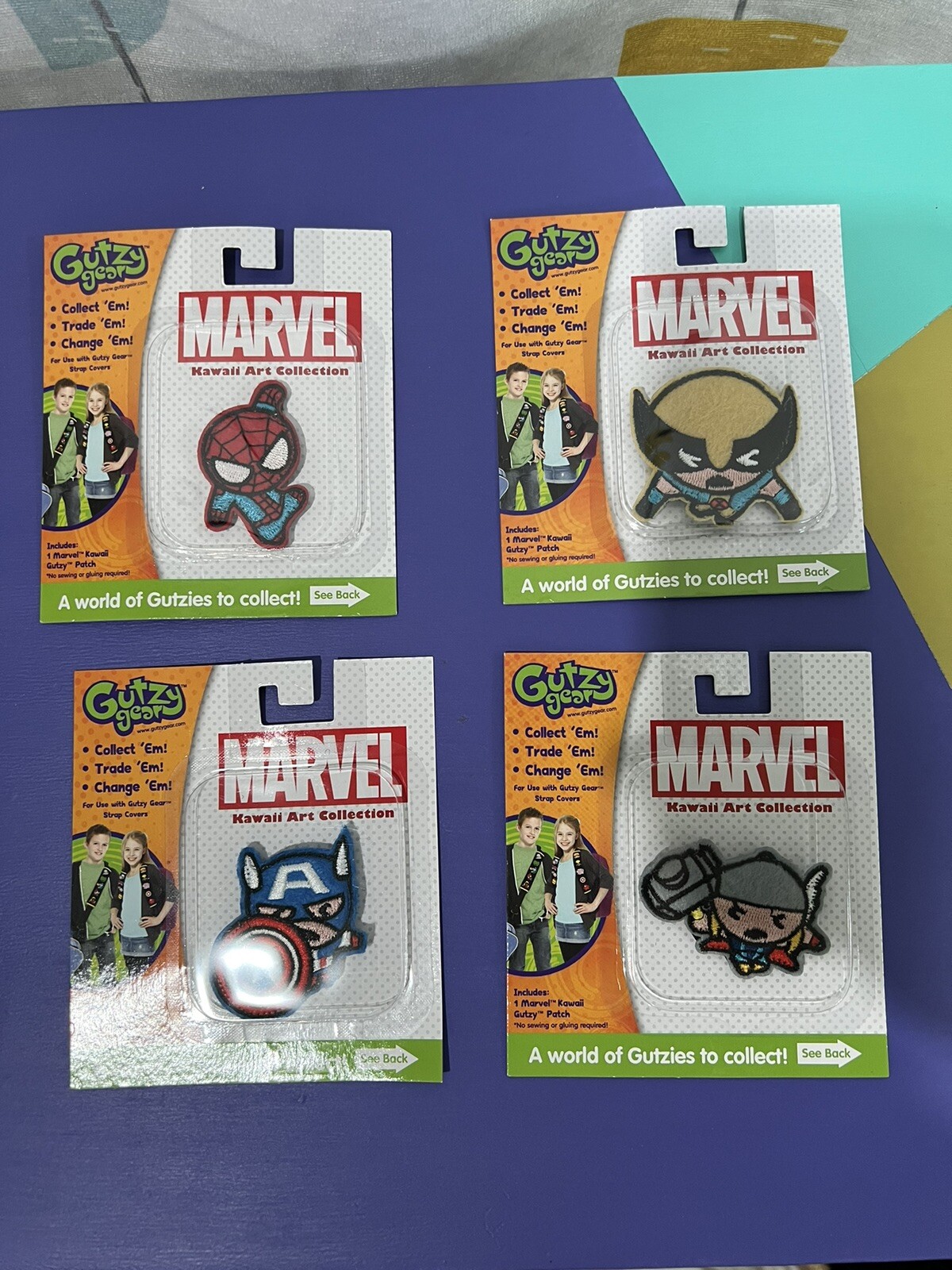 Marvel Patch Gutzy Gear Lot of 4 Thor Spiderman Wolverine Captain America New | eBay