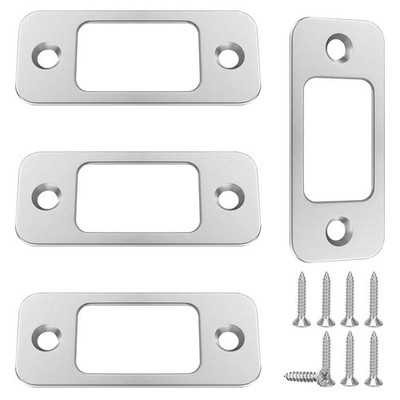 4Pcs Satin Nickel Deadbolt Strike Plate 1" x 2-1/4" Door Backplate ...