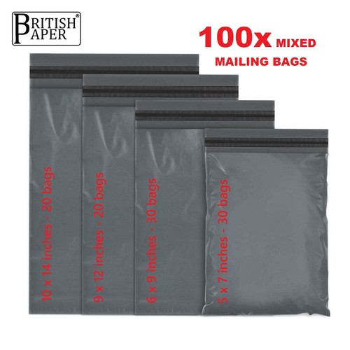 100 Postage Parcel Bags Mixed Sizes Mailing Post Packaging Posting ...