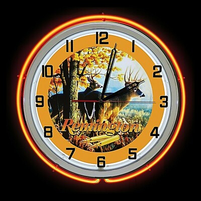 19 REMINGTON Hunting Rifles Sign Double Neon Clock | eBay