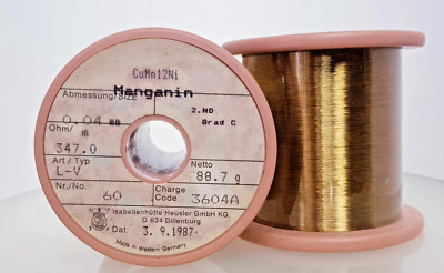 88.7g x 0.04mm E MANGANIN Isabellenhütte Heusler CuMn12Ni Resistance ...