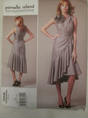 Vogue 1232 Pamella Roland American Designer Dress Flower Belt Pattern 6 ...
