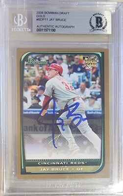 2008 Bowman Draft Gold Reds BDP11 Jay Bruce Autograph BGS Beckett ...