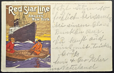 Vintage - c. 1900 Red Star Line Ocean Liner Steamship - Postcard | eBay
