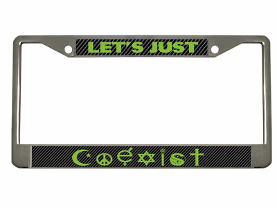 Let's Just Coexist Religious Metal Auto License Plate Frame Car Tag ...