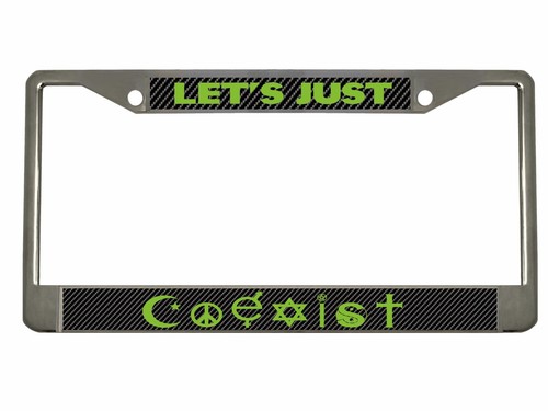 Let's Just Coexist Religious Metal Auto License Plate Frame Car Tag ...