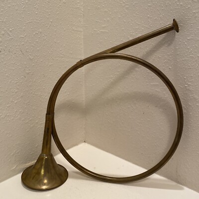 Vintage Brass Hanging French Hunting Horn Wall Decor 19.5” Really Nice ...