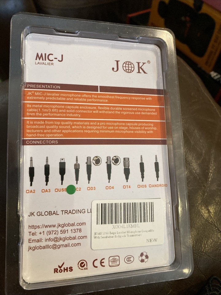 J K MIC-J 050 Lavalier Lapel Microphone Clip Mic Compatible with ...
