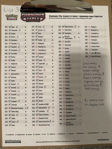 Pokemon TCG Shrouded Fable 85% Complete 55/64 Base Card Set w/Reverse ...