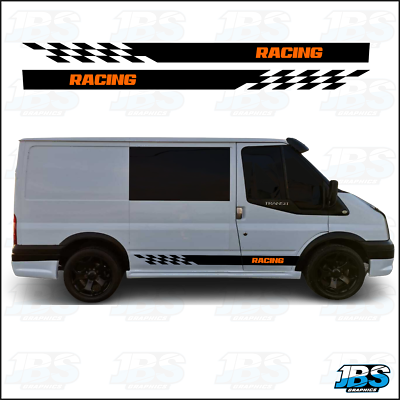 Ford Transit MK6 MK7 Van CHEQ Checkered Racing Stripes Graphics Decal ...
