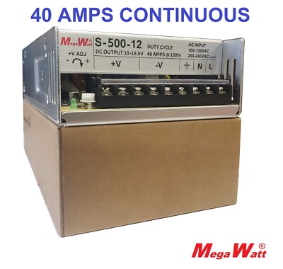 40 Amp 10-15 Volts DC Regulated Power Supply Real MegaWatt® 12 | eBay