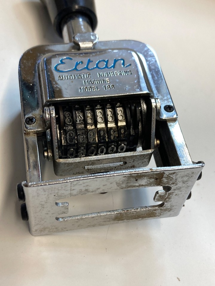 Numbering Stamp Vintage Ertan Automatic Machine Model 188 Chrome Number ...