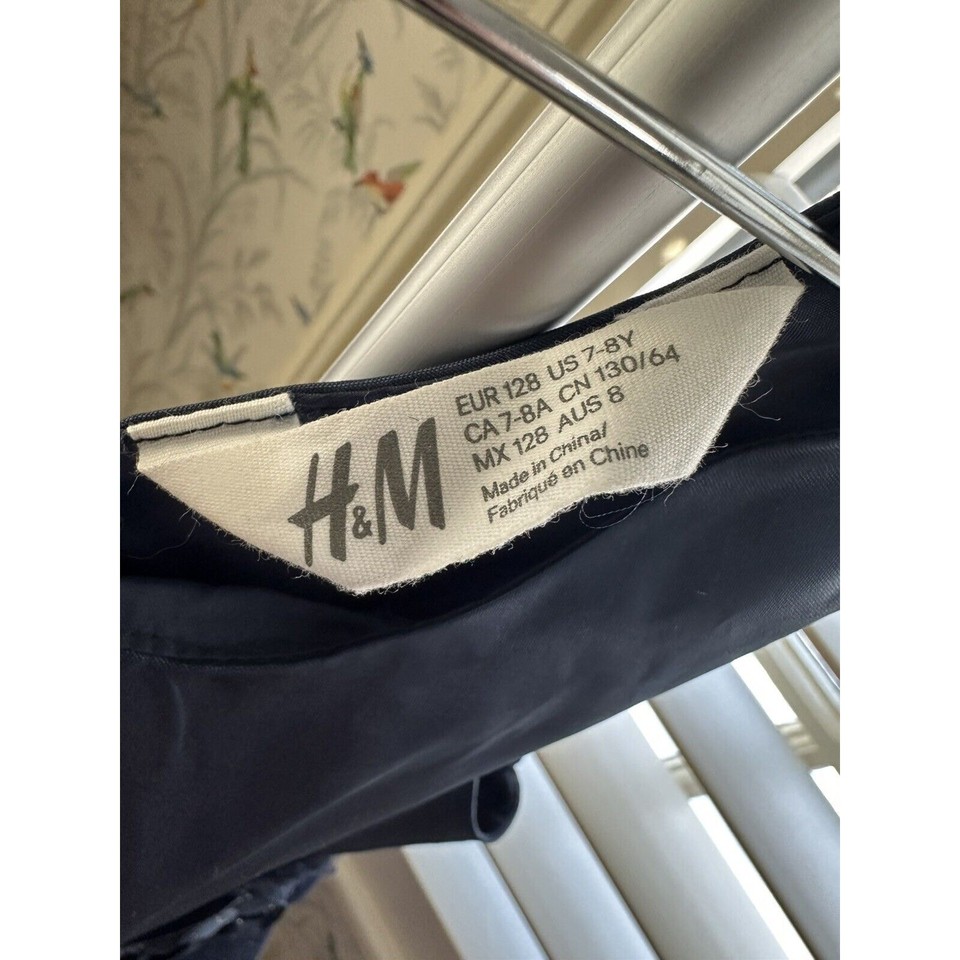 Girls H&M Fancy Dress Sz 7-8 years Navy Blue Sparkle Christmas Wedding ...