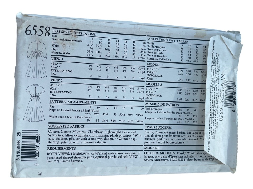 New Look 6558 Misses Sewing Pattern Size 8-20 Long Dresses Two Way ...