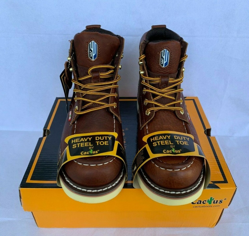 New Cactus Steel Toe Work Boots 6061S Brown Leather 6" Oil | eBay