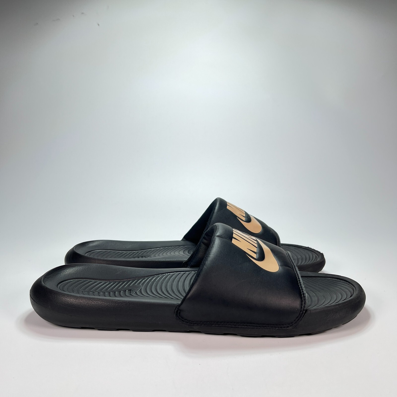 Nike Victory One Black Slide with Gold Logo Slip On S… - Gem