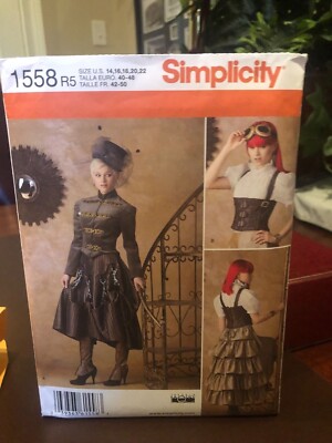 Simplicity Pattern 1558 Size 14-22 Punk Jacket, Skirt, Bustle ,Corset ...