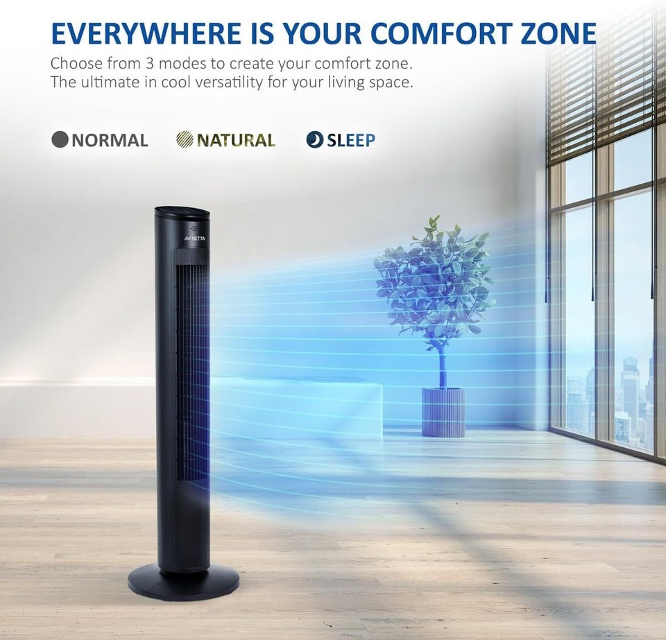 Tall Tower Fan 42 Inch,Quiet Bladeless Tall Fan,7 Hour Timer with ...
