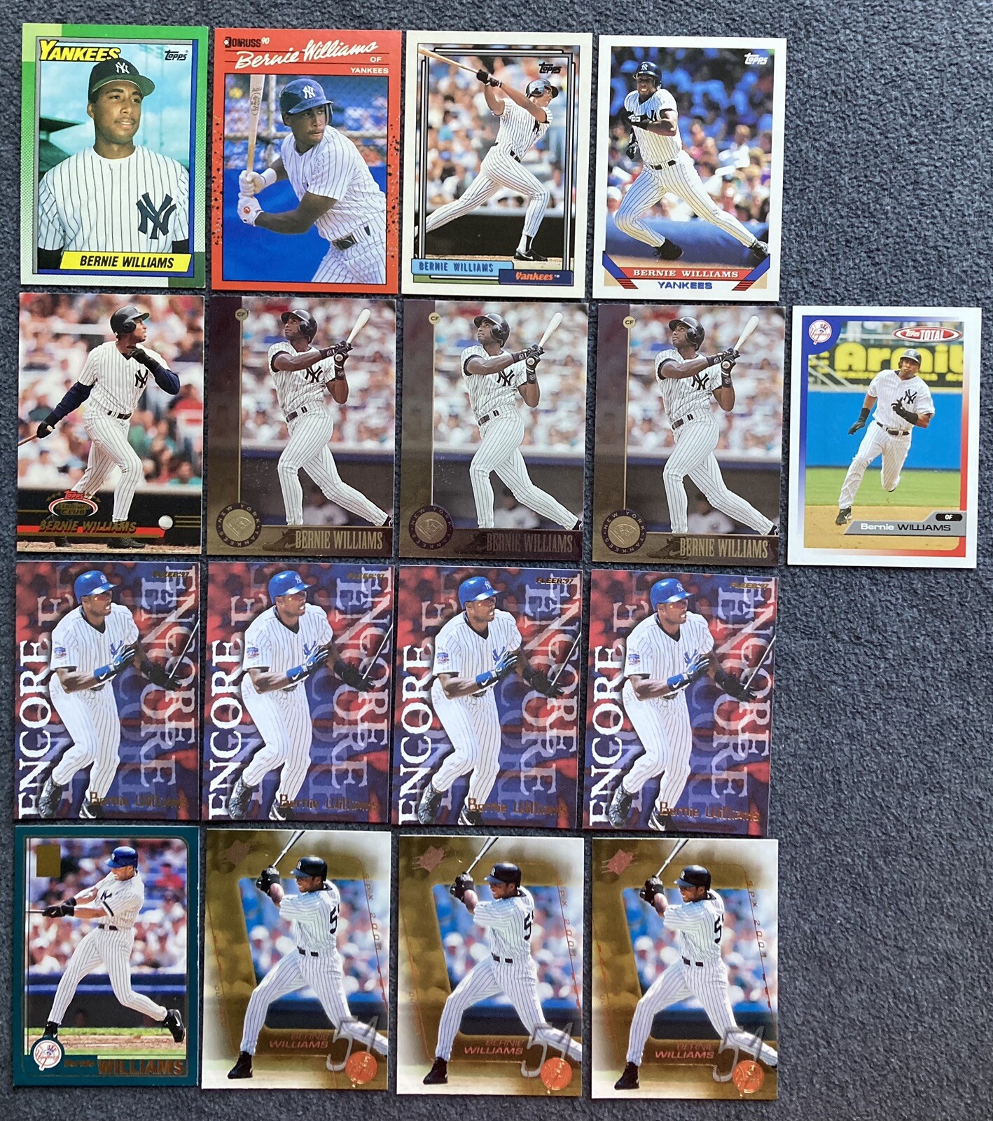 BERNIE WILLIAMS 1990-2005 Baseball Rookie Card Lot! 17x Cards, Yankees ...