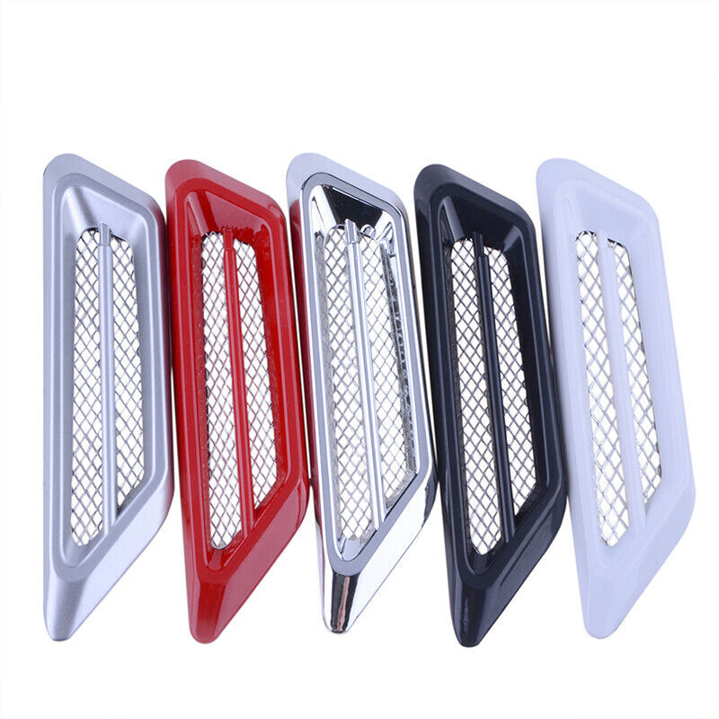 2PCS Chrome Silver Car Exterior Hood Air Flow Fender Side Vent Intake ...