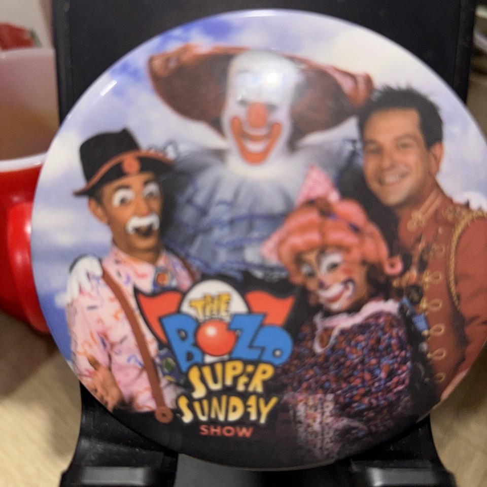💚Bozo the Clown Show VTG Chicago WGN TV Pin-Back Button Super Sunday ...