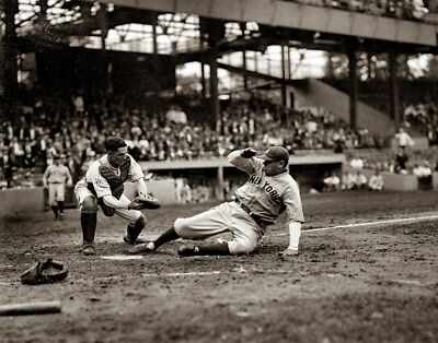 1925 BABE RUTH Slides Under Tag at Griffith Stadium PHOTO (201-x) | eBay