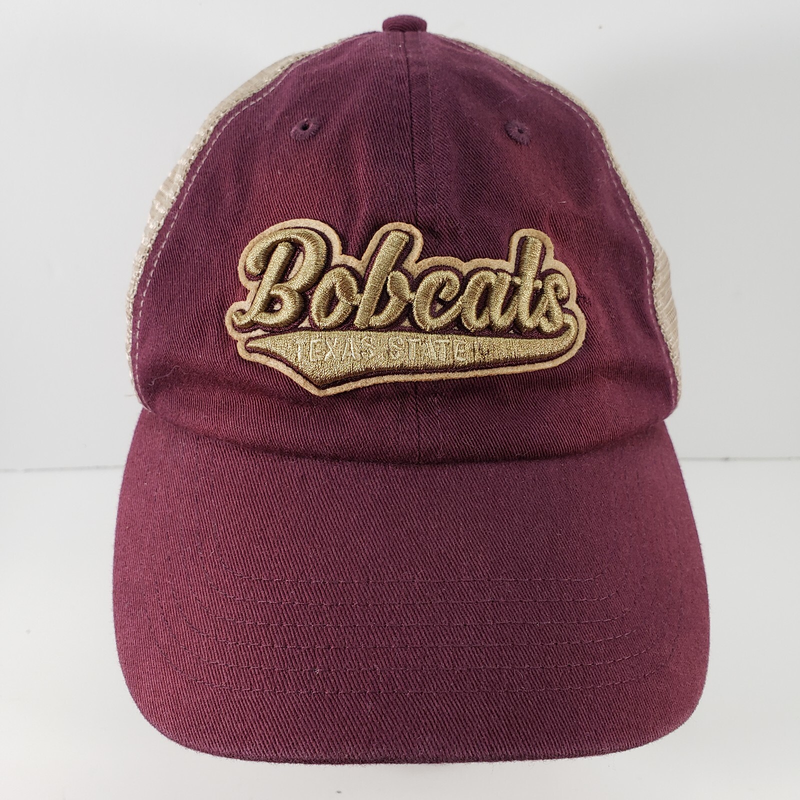 Texas State Bobcats Hat Spell Out Script Cap Maroon Mesh Top of the World Snap | eBay